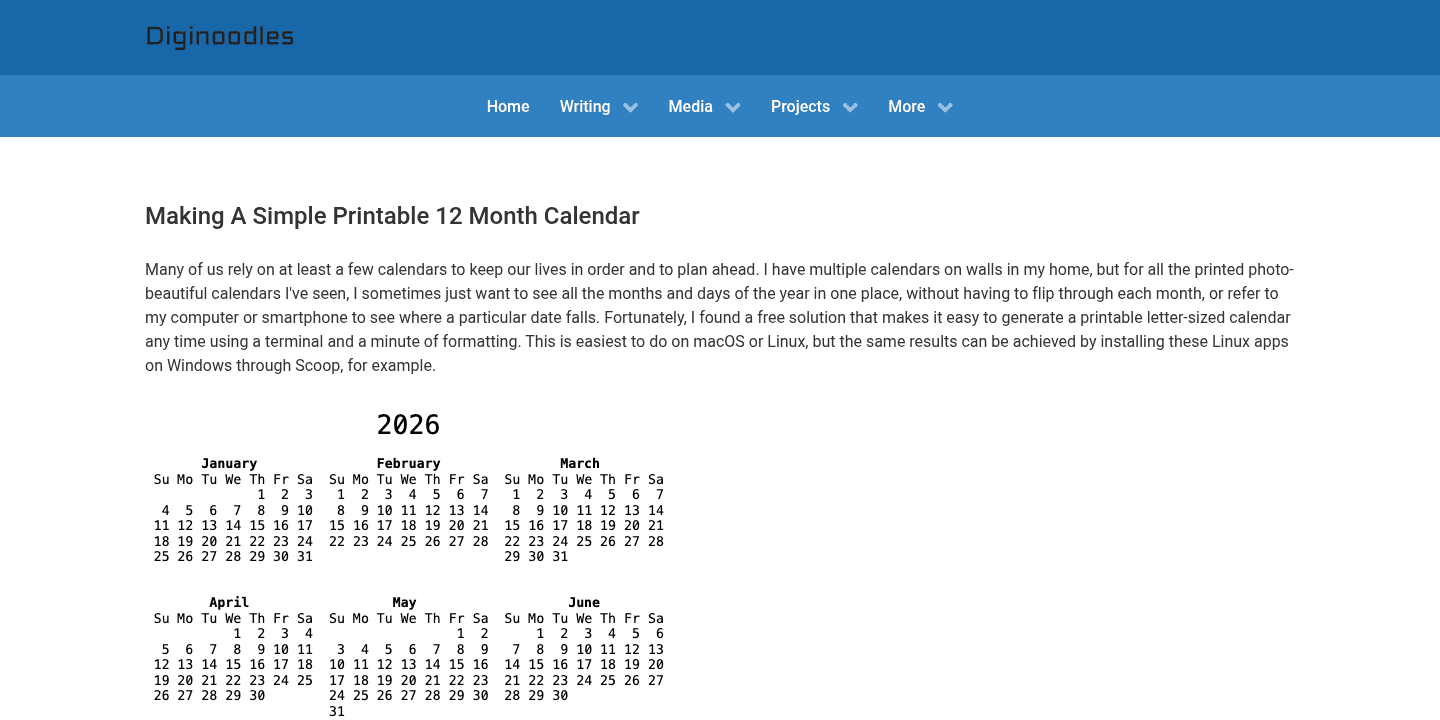 Making A Simple Printable Calendar | Diginoodles