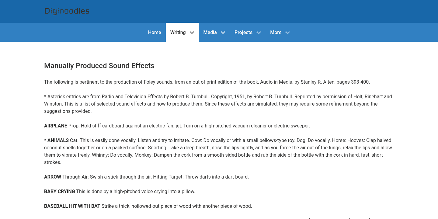 Manually Produced Sound Effects | Diginoodles